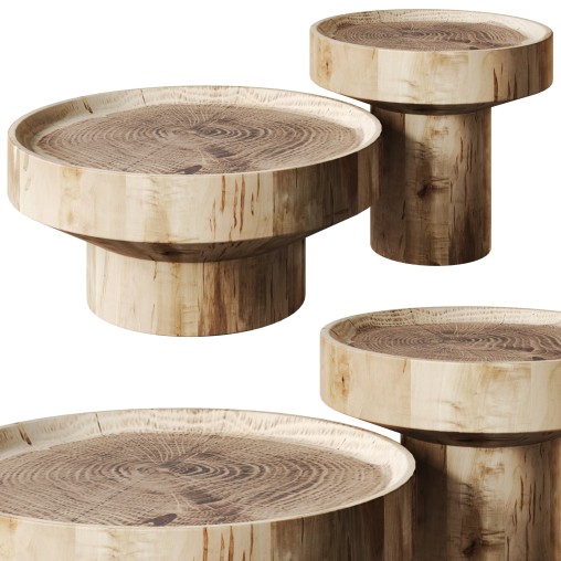 Saman Wood Round Tables by Beautifully Unique 3D model Maxve
