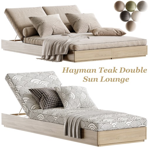 Hayman Teak Double Sun Lounge 3D model Maxve