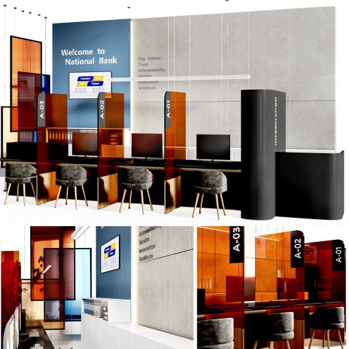 Bank Reception counter Customer Service 3D model Maxve